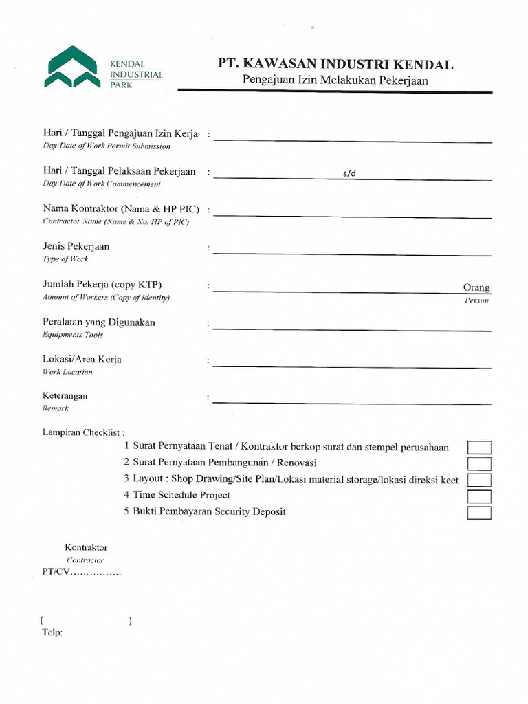 Form Pengajuan Ijin Kerja | PDF