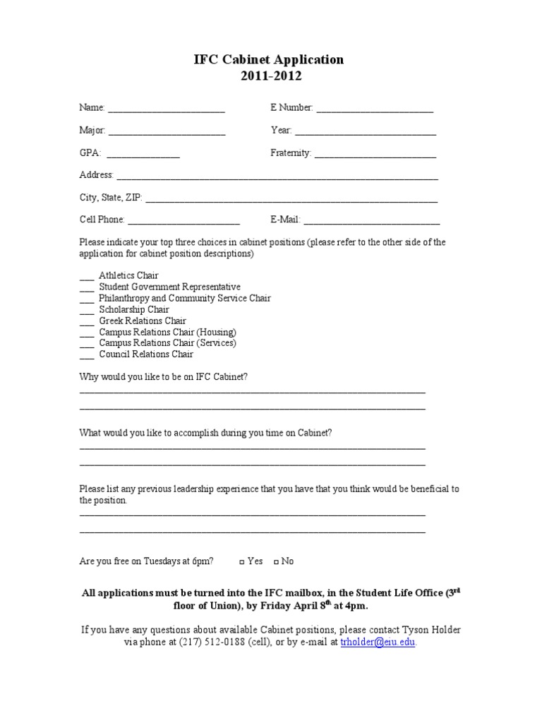 IFC Cabinet Application-1 | PDF | Public Sphere