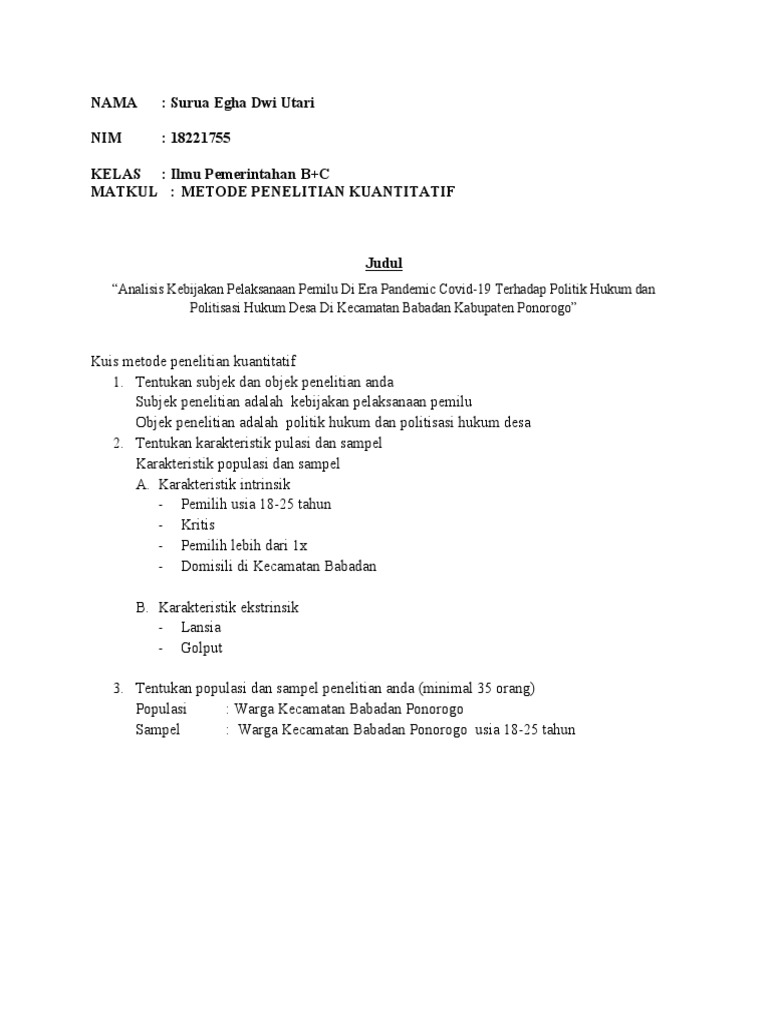 Kuis Metopen Kuantitatif Baru | PDF