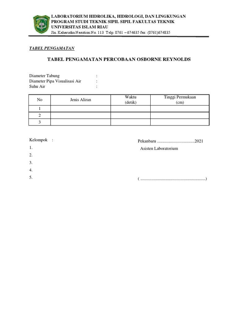 Blanko Tabel Pengamatan Percobaan | PDF
