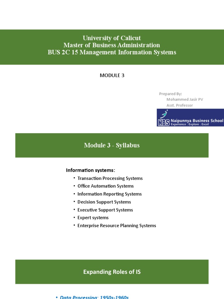 MIS Module 3 - Transaction Processing Systems, Office Automation ...