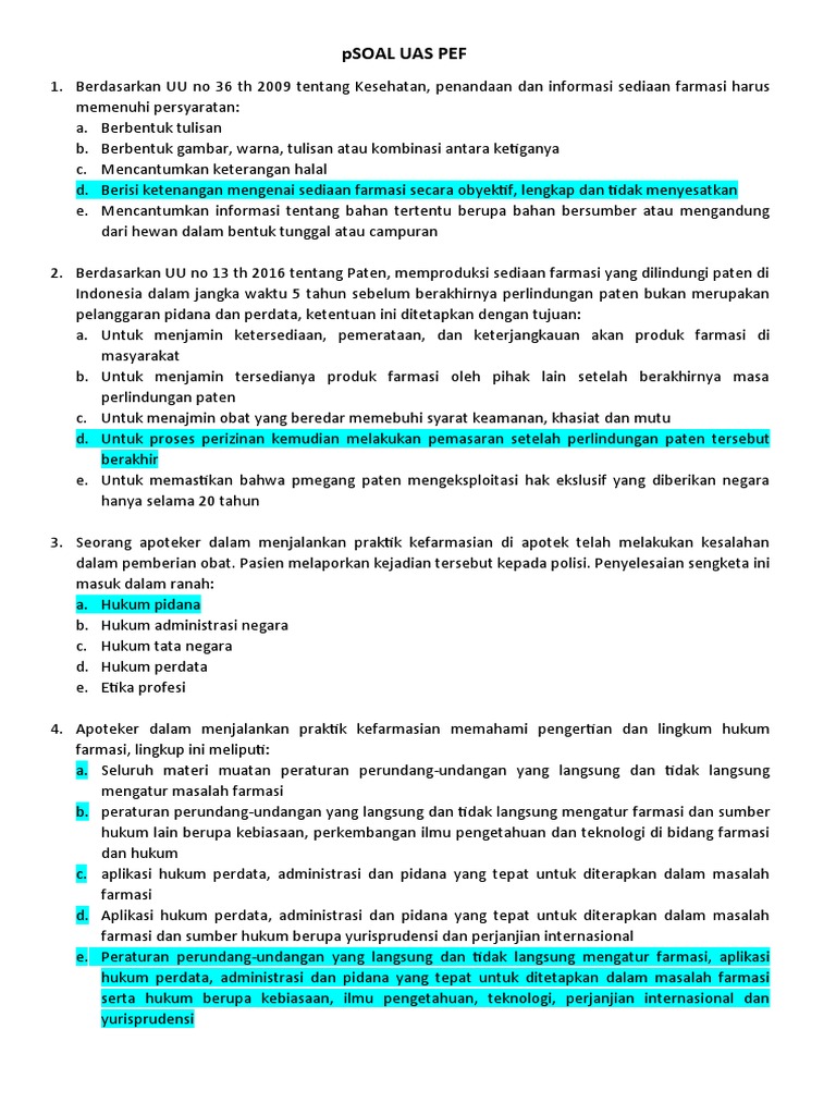 Soal Uas Pef | PDF | Hukum