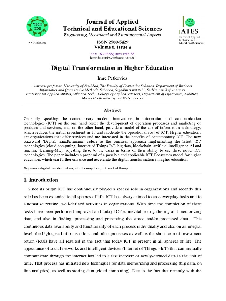 Digital Transformation in Higher Education | PDF | Internet Of Things ...