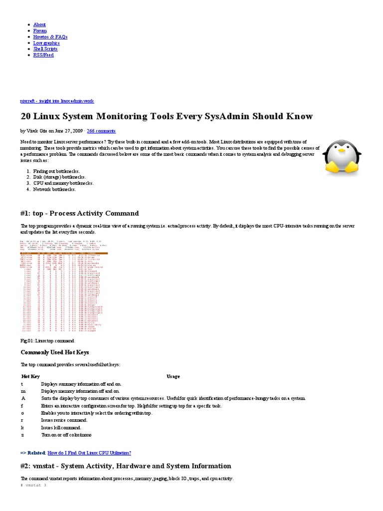 20 Linux System Monitoring Tools Every SysAdmin Should Know | Download Free PDF | Internet ...