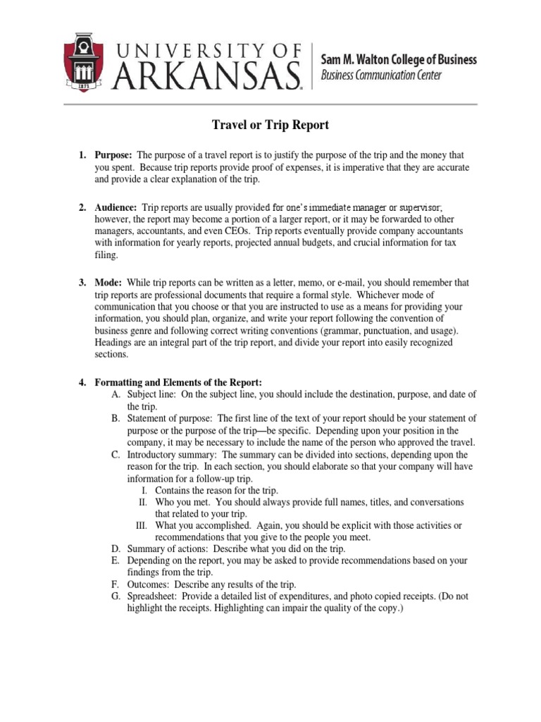Travel or Trip Report: I. II. Iii | PDF | Communication | Business