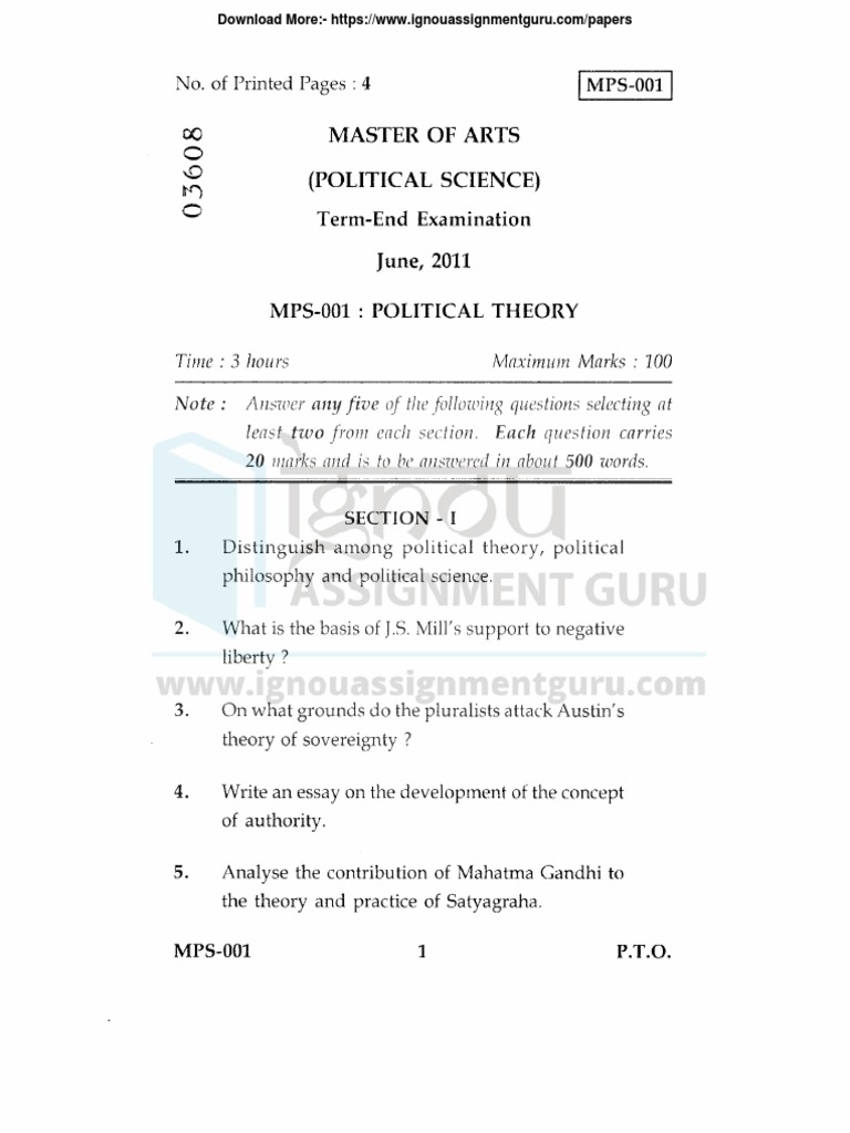 MPS 001 Previous Year Question Papers by Ignouassignmentguru | PDF ...