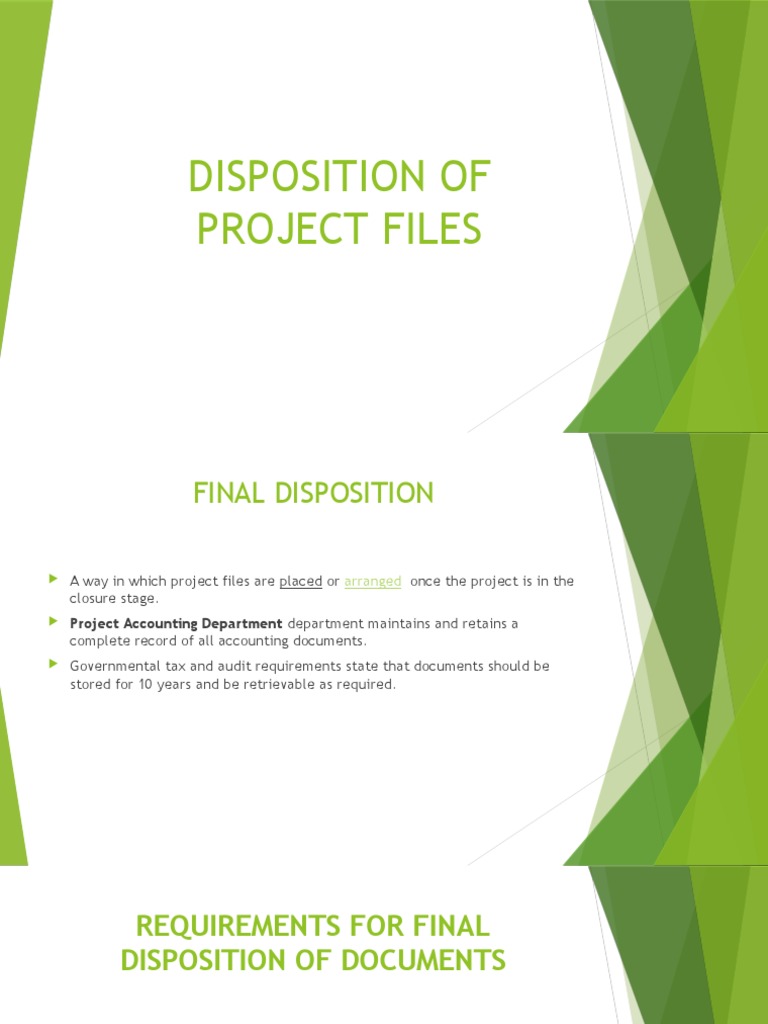 Disposition of Project Files | PDF