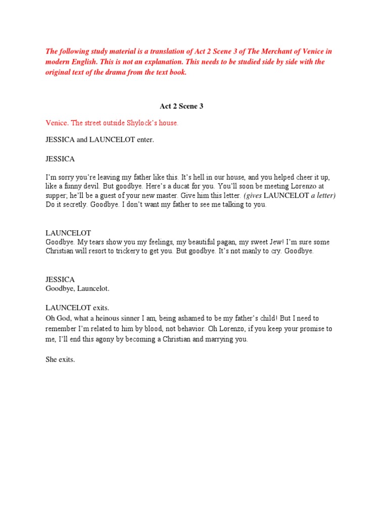 Act 2 Scene 3 MOV For IX Eng Lit | PDF