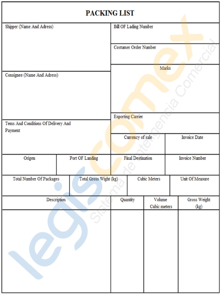 Lista de Empaque | PDF