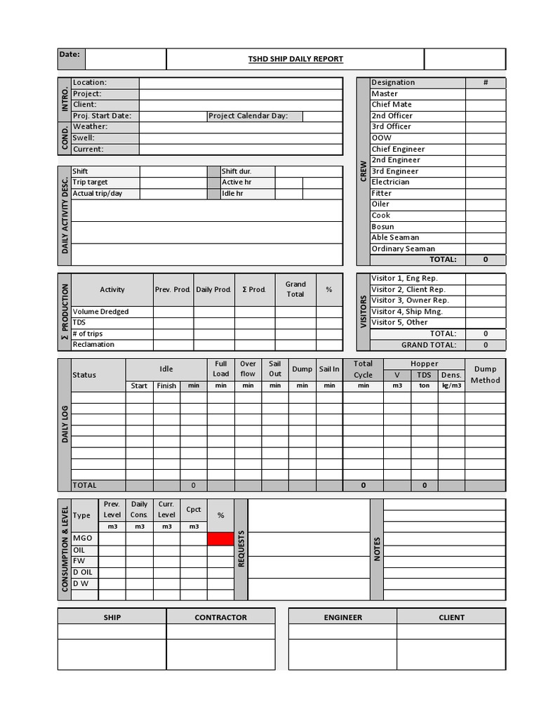 TSHD Ship Daily Report | PDF | Transport | Water Transport
