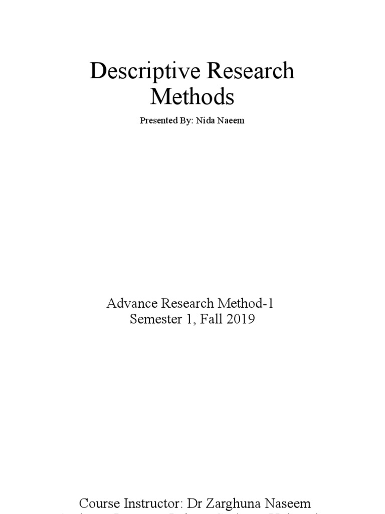 Descriptive Research Methods | PDF | Validity (Statistics) | Observation