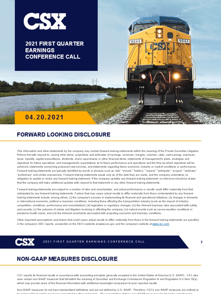 Transport CSX-Q1-2021-Earnings-Presentation - FINAL | PDF | Free Cash Flow | Regulation S K