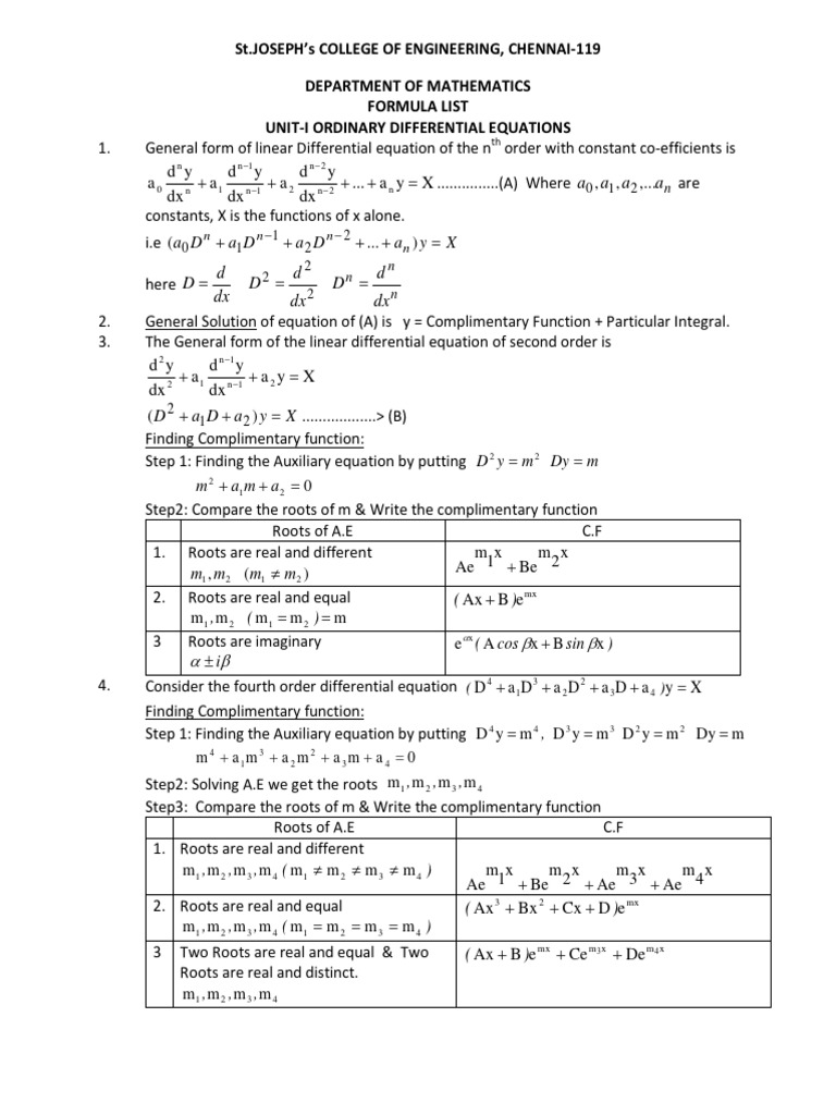 MA6251 Unit 2 Formula | PDF | Equations | Mathematical Objects