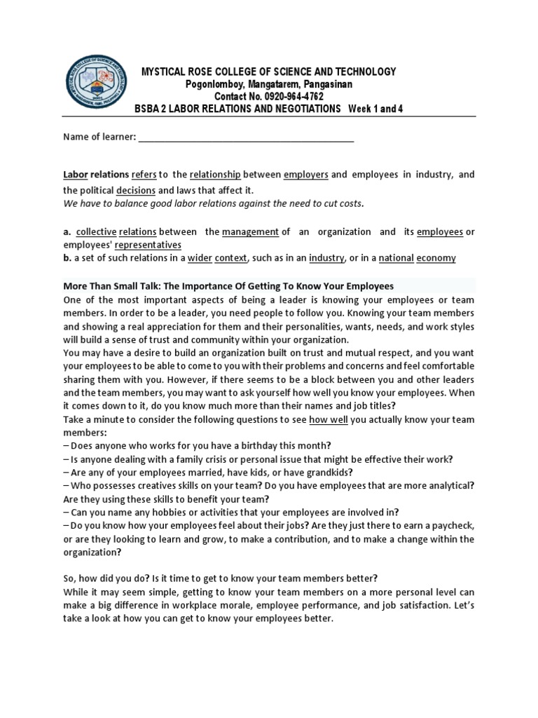 Labor Relations Module 1-6 | PDF | Collective Bargaining | Employment