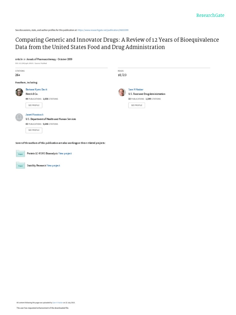 Comparing Generic and Innovator Drugs A Review of | PDF | Generic Drug ...