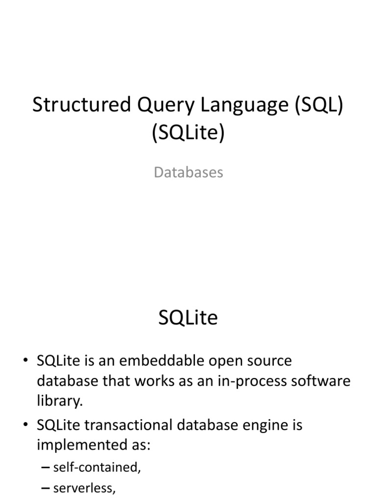 Structured Query Language - SQLite | PDF | Table (Database) | Databases