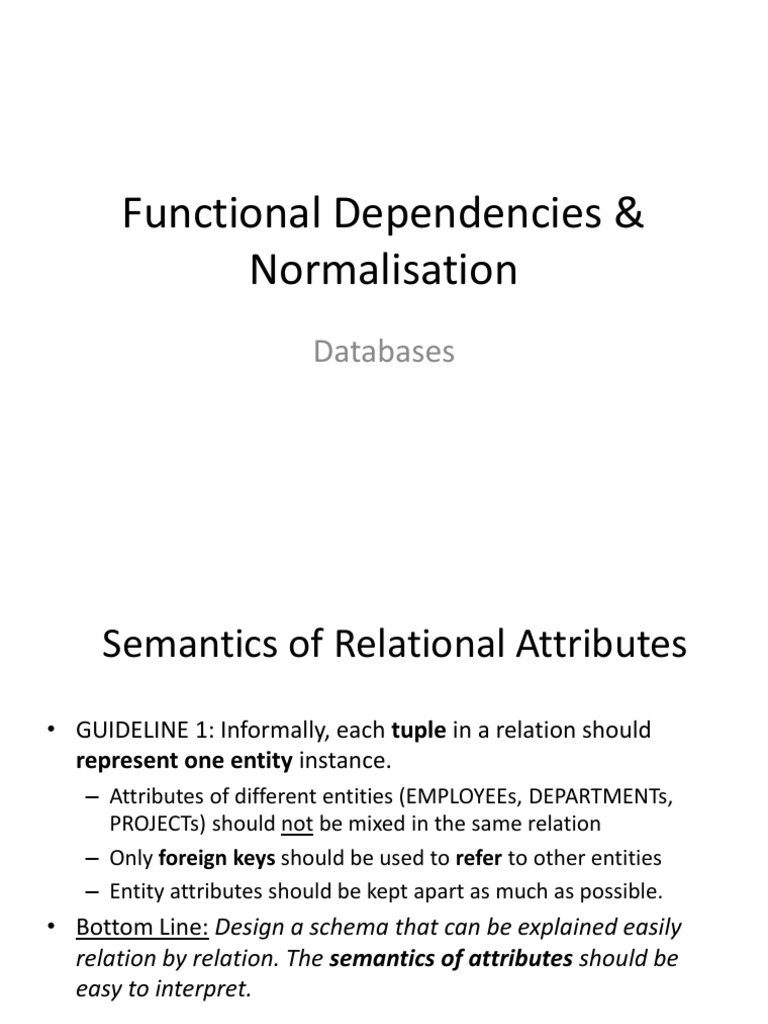 Functional Dependencies and Normalization | PDF | Relational Model | Relational Database