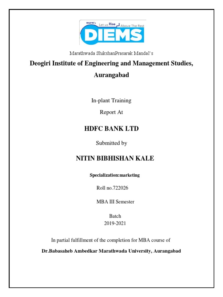 HDFC Bank Project Nitin Kale PDF | PDF | Recruitment | Banks