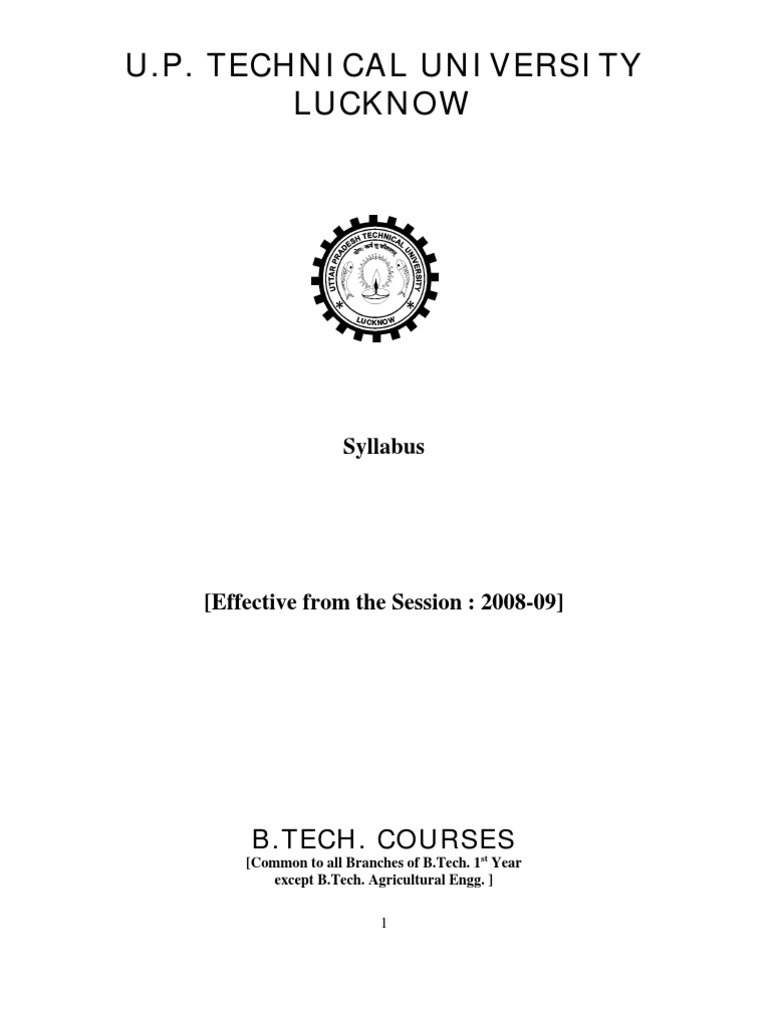 U.P. Technical University Lucknow: B.Tech. Courses | PDF | C ...