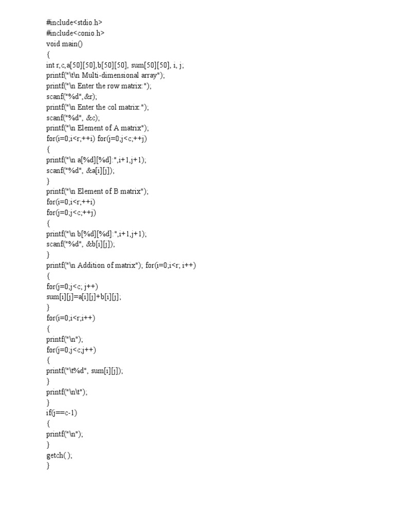 Multidimensional Array Program PDF