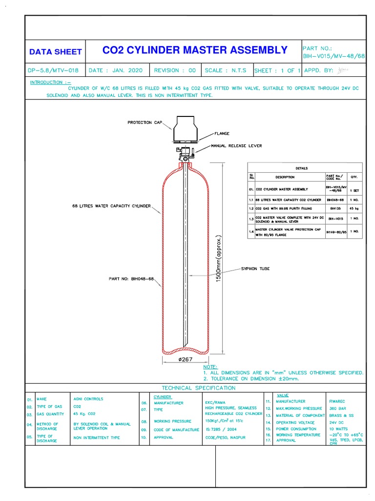 Technical Specifications and Assembly Drawings for CO2 Fire Suppression ...