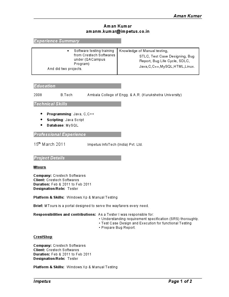 Format of STD Resume | PDF | Software Testing | Shell (Computing)