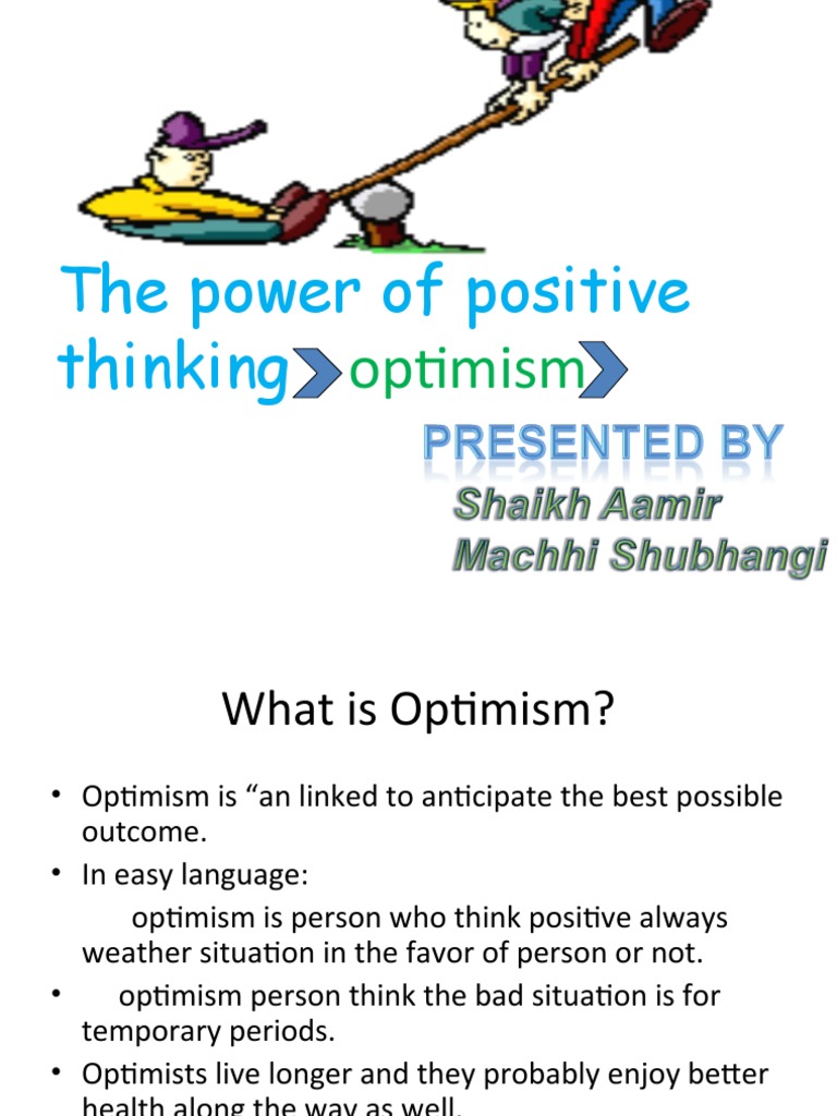 The Power of Positive Thinking: Optimism | PDF | Optimism | Thought