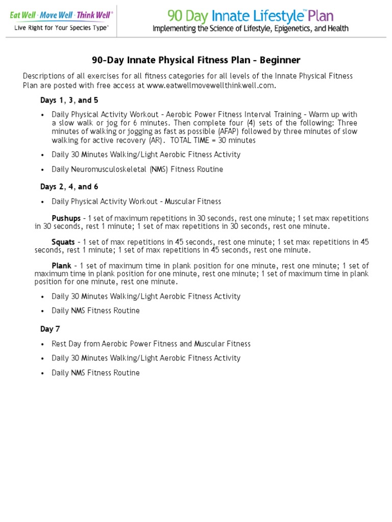 90-Day Innate Physical Fitness Plan | PDF