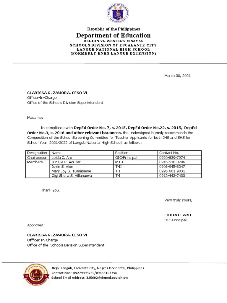 Department of Education: Republic of The Philippines | PDF | Public ...