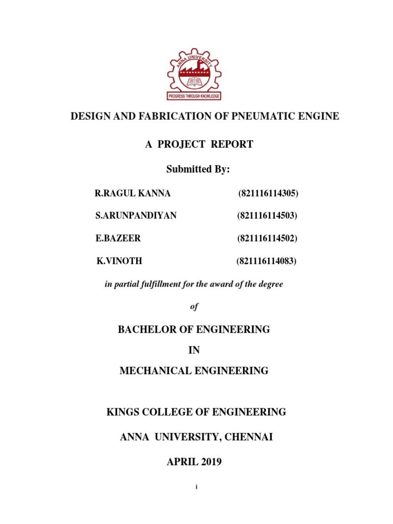 Design and Fabrication of Pneumatic Engi | PDF | Engines | Piston