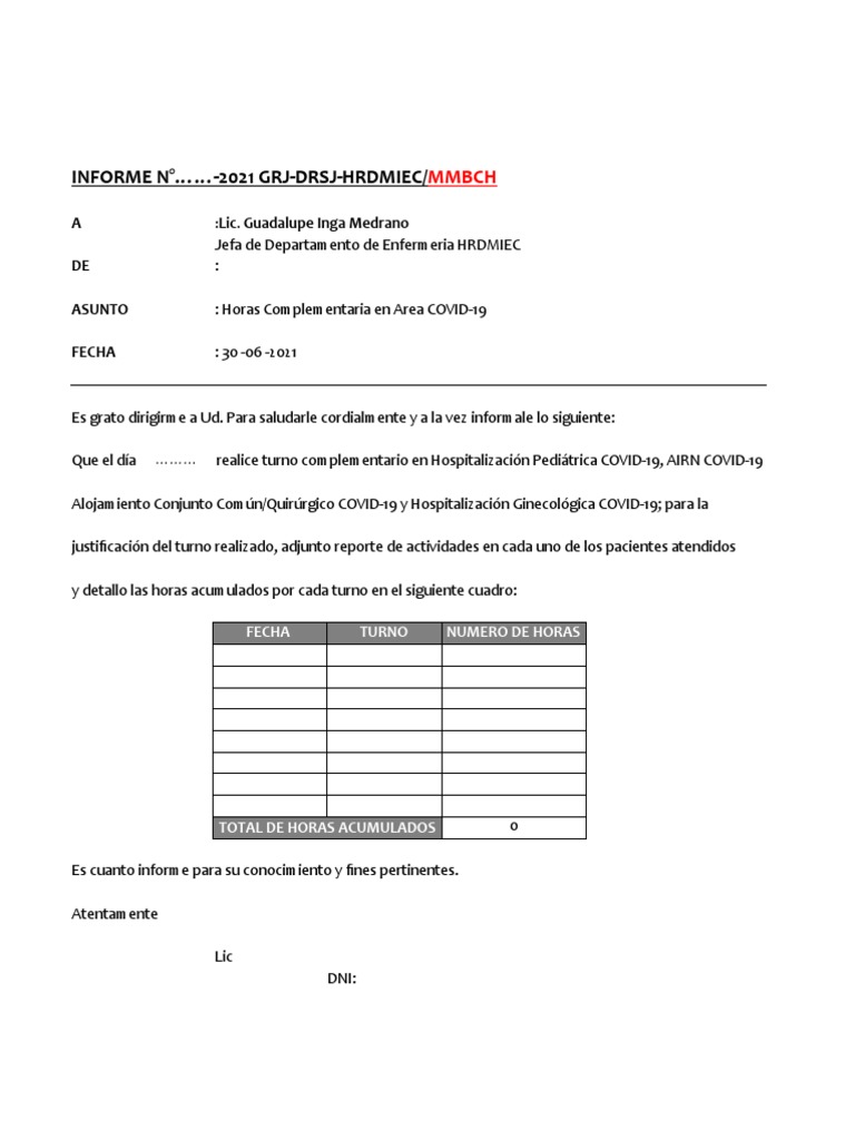 Informe de Horas Complementarias | PDF