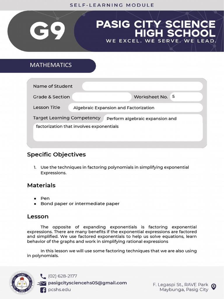 Mathematics: Specific Objectives | PDF | Factorization | Numerical Analysis