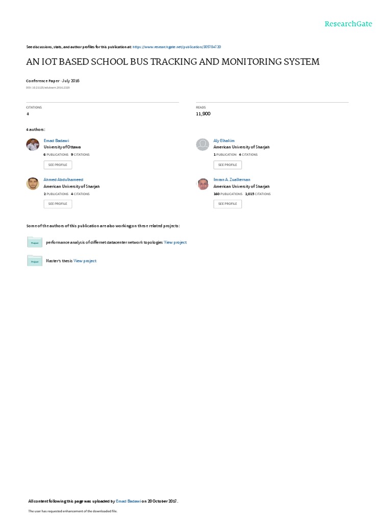 An Iot Based School Bus Tracking and Monitoring System: July 2016 | PDF ...
