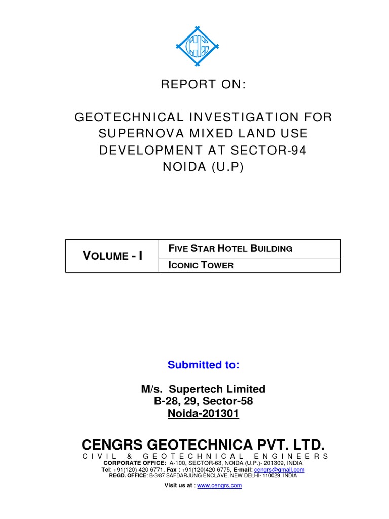 Supertech Spira Tower Geo Report | PDF | Geotechnical Engineering | Silt