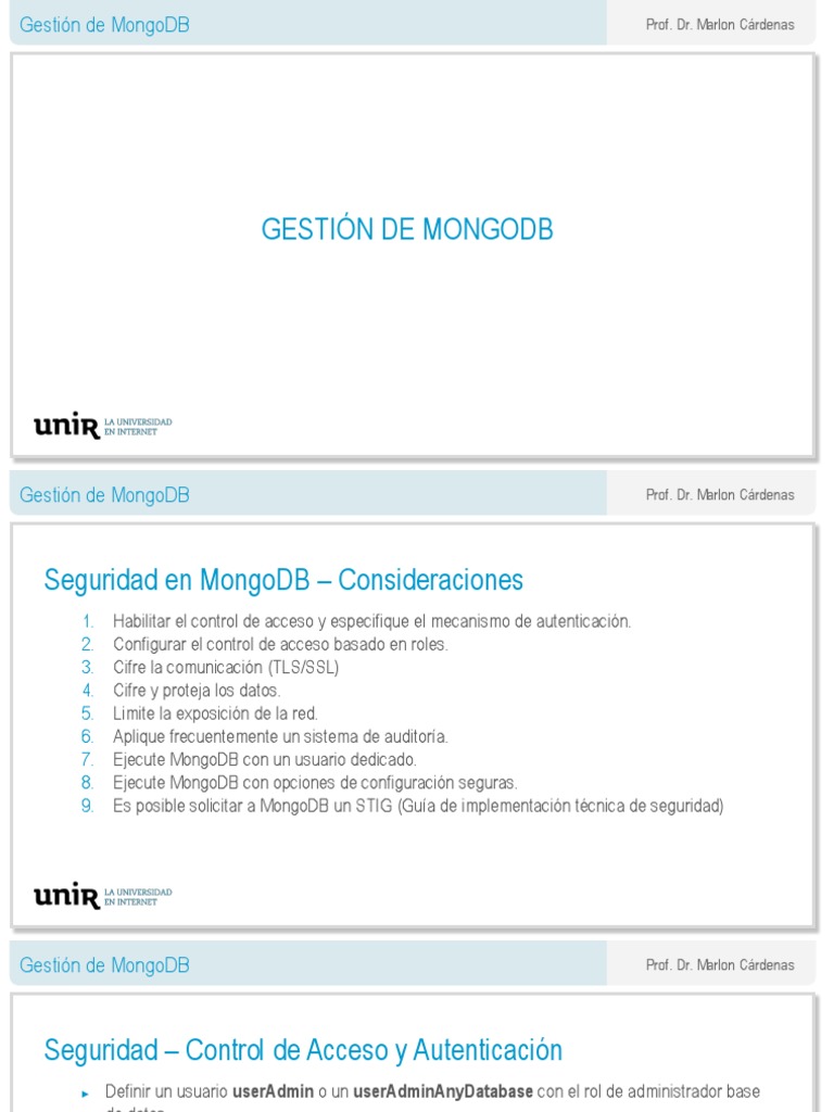 Tema 5 - MongoDB - Gestión - Repaso | PDF | Mongo Db | Grupo de computadoras