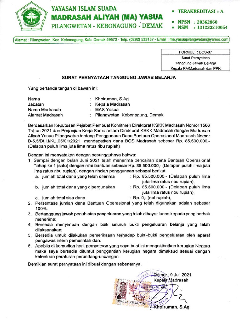 SPTJB BOS Tahap 2 2021 | PDF