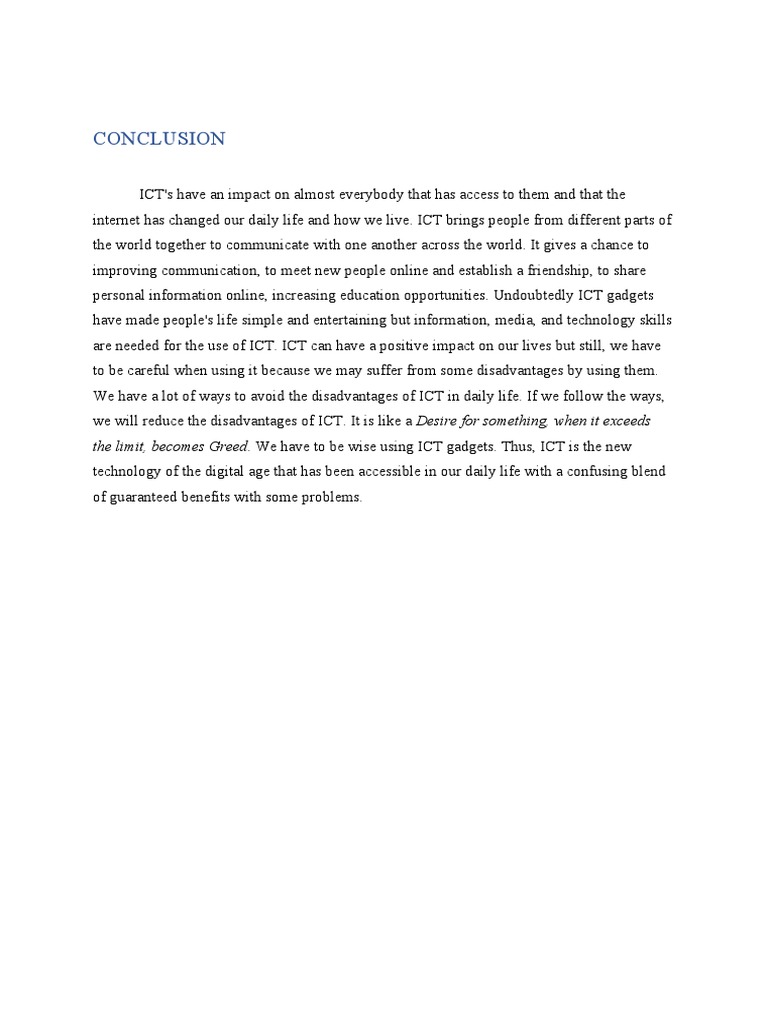 Conclusion of Ict | PDF