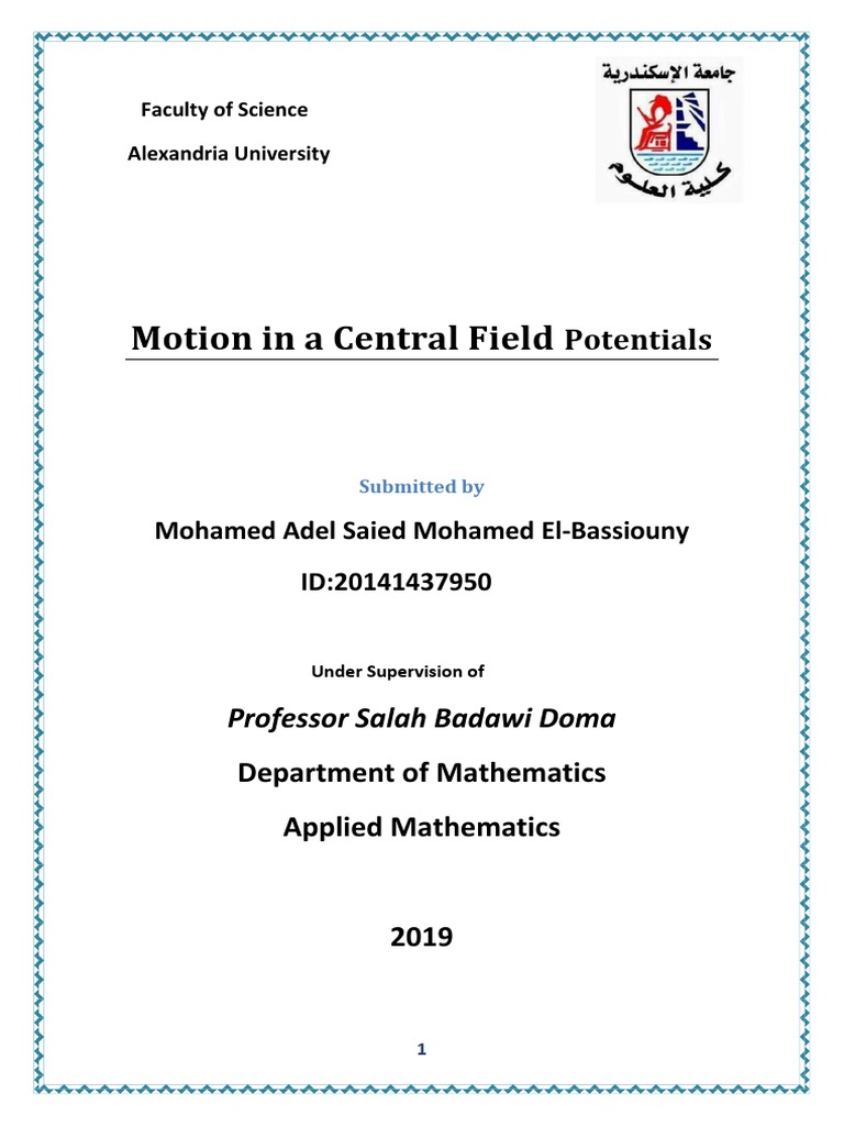 Central Field Motion and Angular Momentum | PDF | Angular Momentum ...