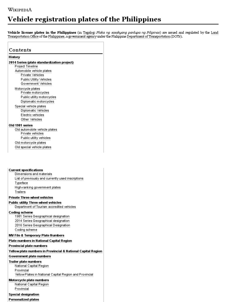 Vehicle Registration Plates of The Philippines - Wikipedia | PDF ...