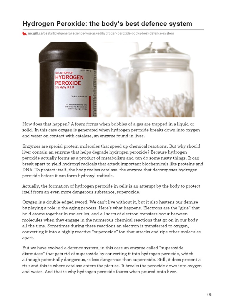 Hydrogen Peroxide: The Body's Best Defence Against Oxidative Stress ...