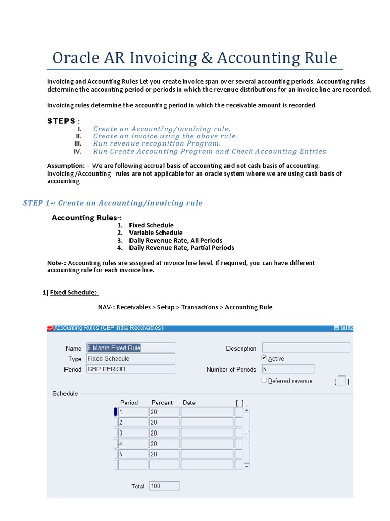 Oracle AR Invoicing & Accounting Rule | PDF | Revenue | Financial Services
