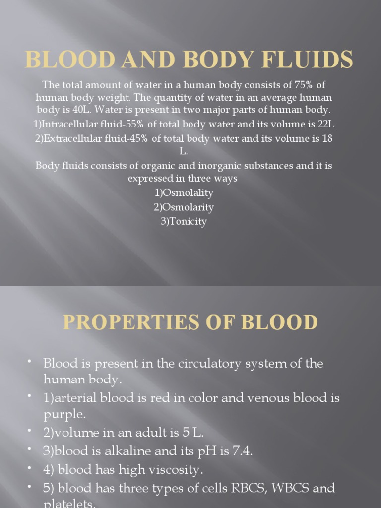 Blood and Body Fluids | PDF | Red Blood Cell | Blood Plasma