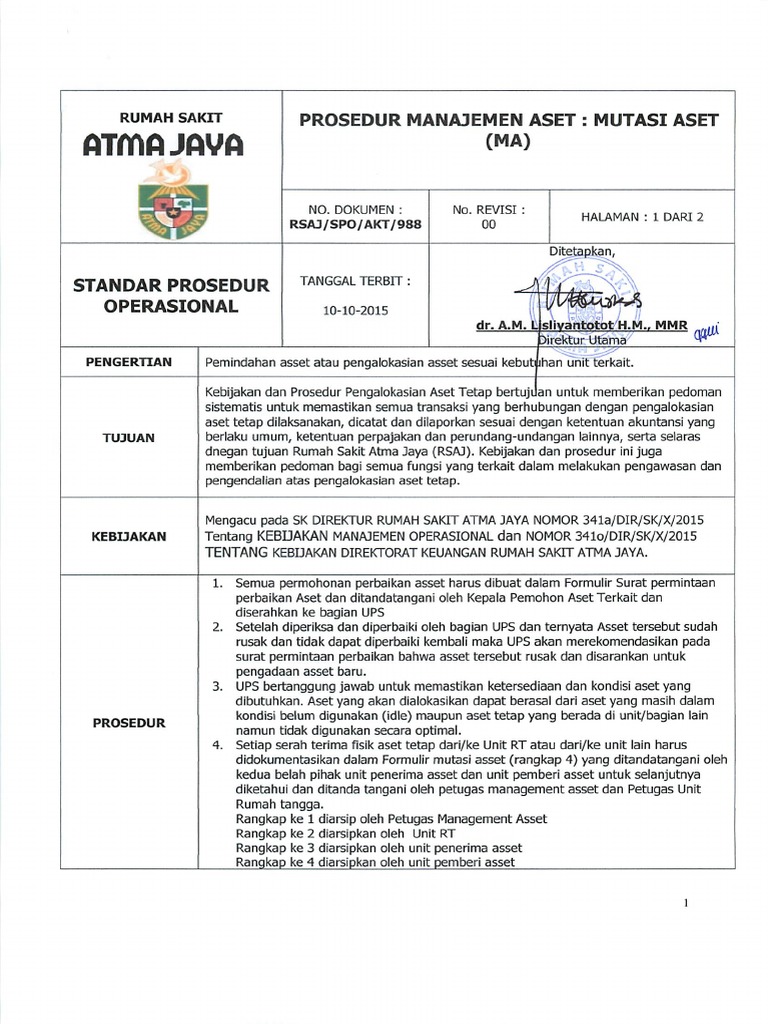 988.prosedur Manajemen Aset Mutasi Aste (Ma) | PDF