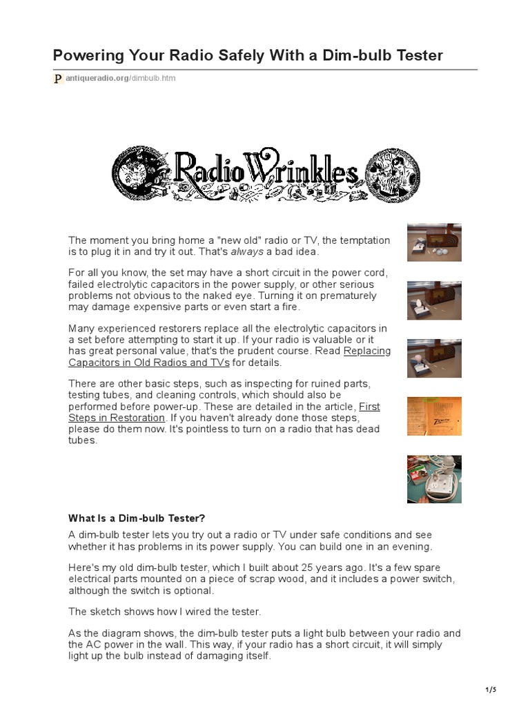 Dim-Bulb Tester Circuit | PDF | Rectifier | Vacuum Tube