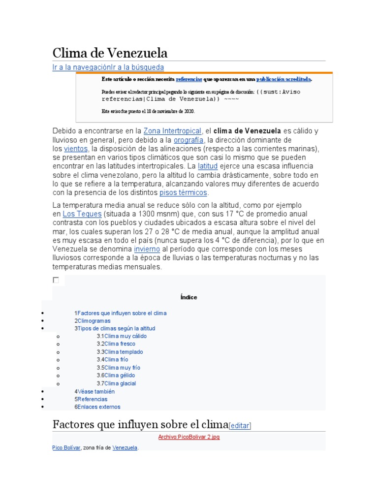 Climas de Venezuela: Características y Tipos | PDF | Clima | Meteorología