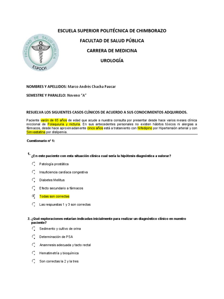 Caso Clínico - Chacha - Marco - 9a | PDF | Antígeno específico de la ...
