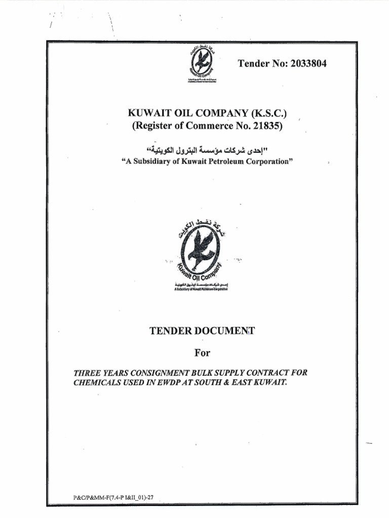Kuwait Oil: Tender No | PDF | Physics | Quantity