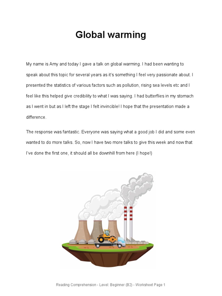 Global Warming: Reading Comprehension - Level: Beginner (B2 ...