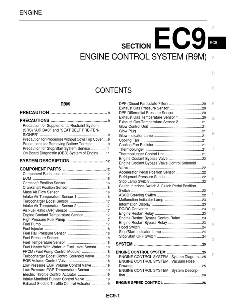 Engine Control System (R9M) : Section | PDF | Turbocharger | Throttle