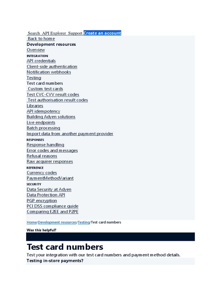 Test Card Credit | Download Free PDF | Debit Card | Visa Inc.